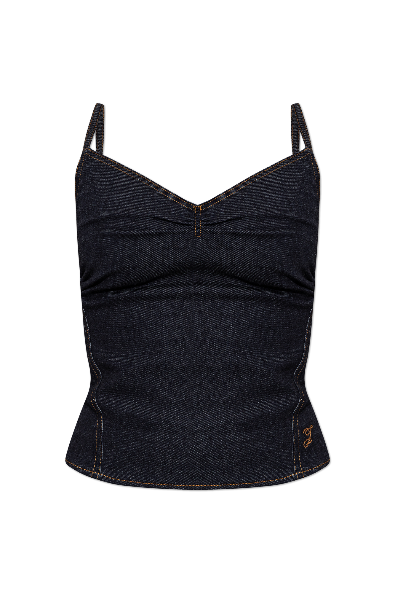JACQUEMUS Jacquemus 'De-Nimes Pina' Fitted Denim Top with Sweetheart Neckline